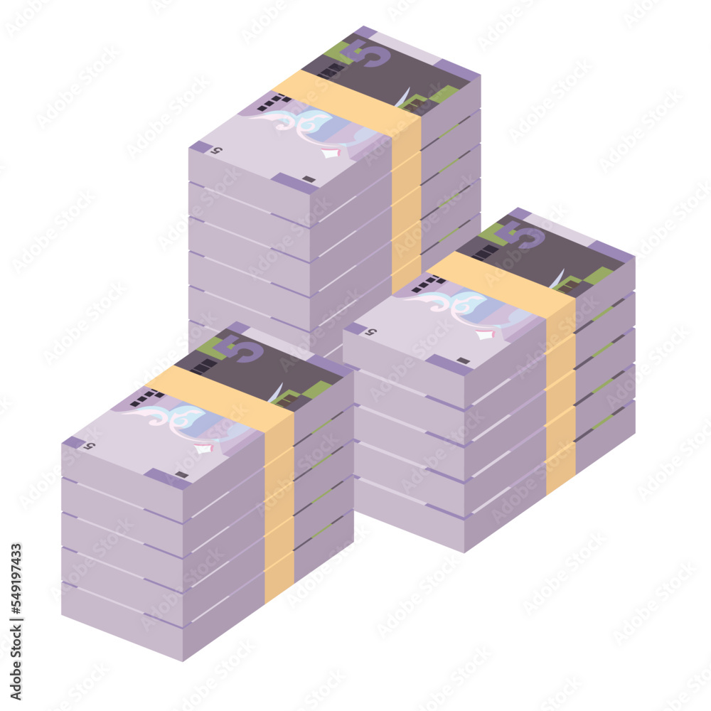 Kuwaiti Dinar Vector Illustration. Kuwait money set bundle banknotes ...