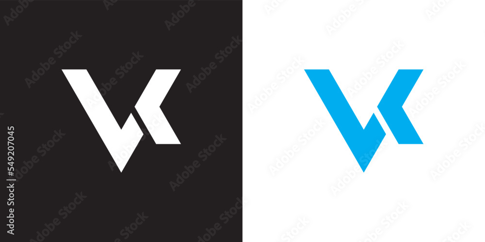 Minimal VK logo. Icon of a KV letter on a luxury background. Logo idea ...
