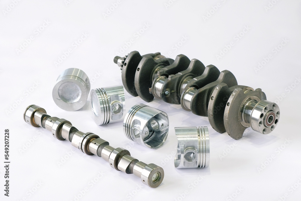 Crankshaft with sprocket assembly, camshaft and pistons assembly. A set ...