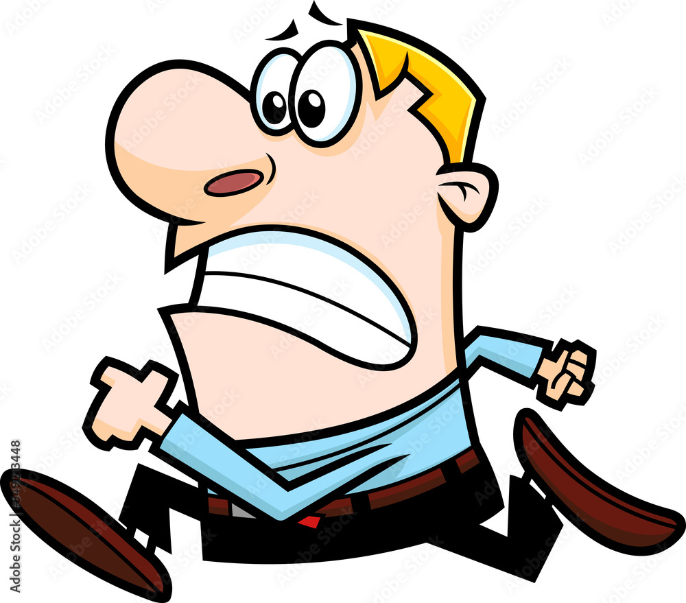 Businessman Cartoon Character Running Late for Work. Hand Drawn ...