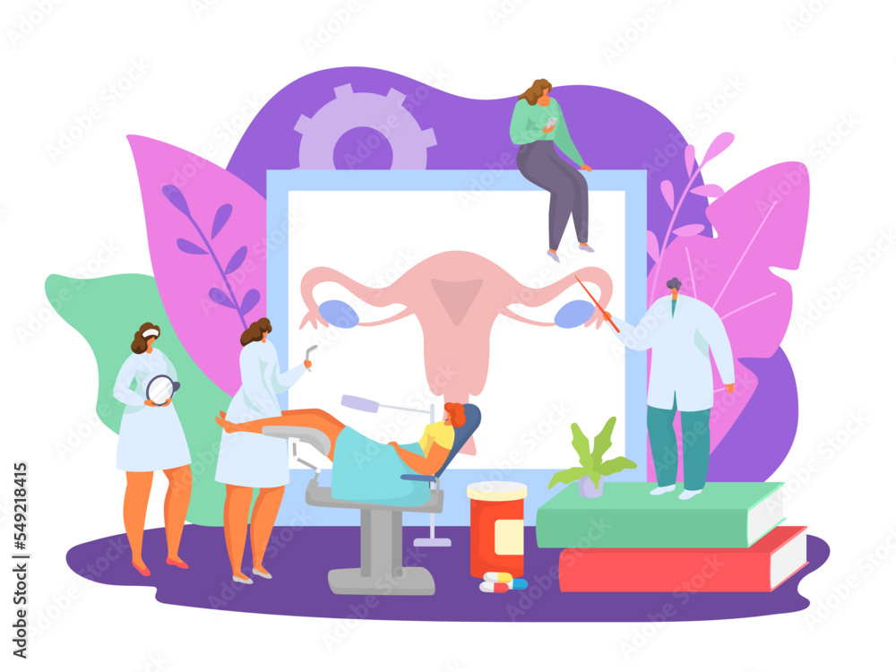 Gynecologist medical treatment, woman health in medicine concept vector ...