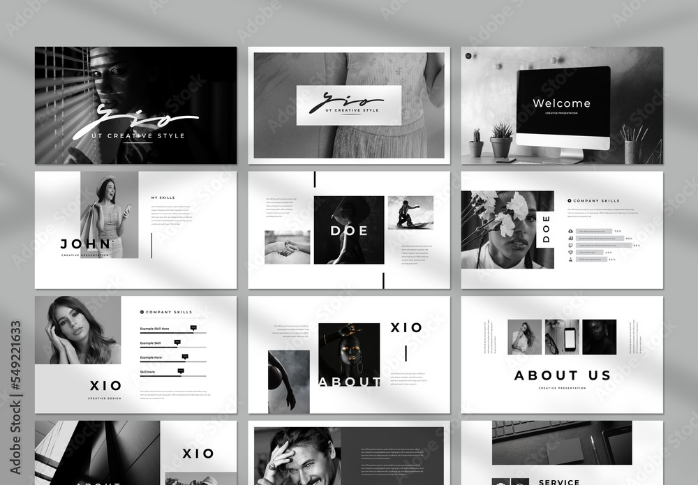 Black Minimal Presentation Layout Stock Template | Adobe Stock