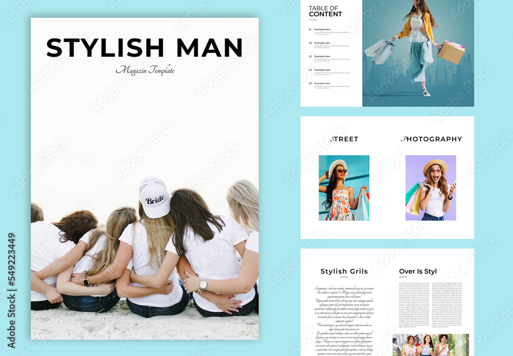 Stylish Man Magazine Layout Stock Template | Adobe Stock