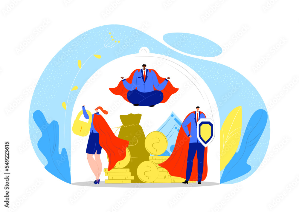 Success cartoon security for businessman, person superhero work vector ...