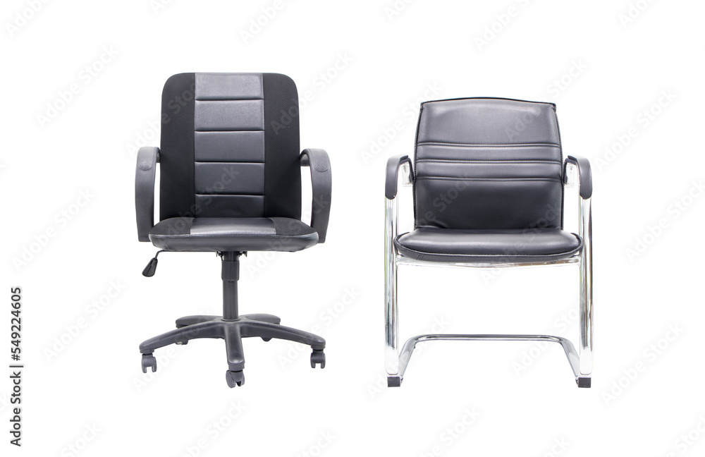 Office Chair black. Front photo chair two types structure empty for ...