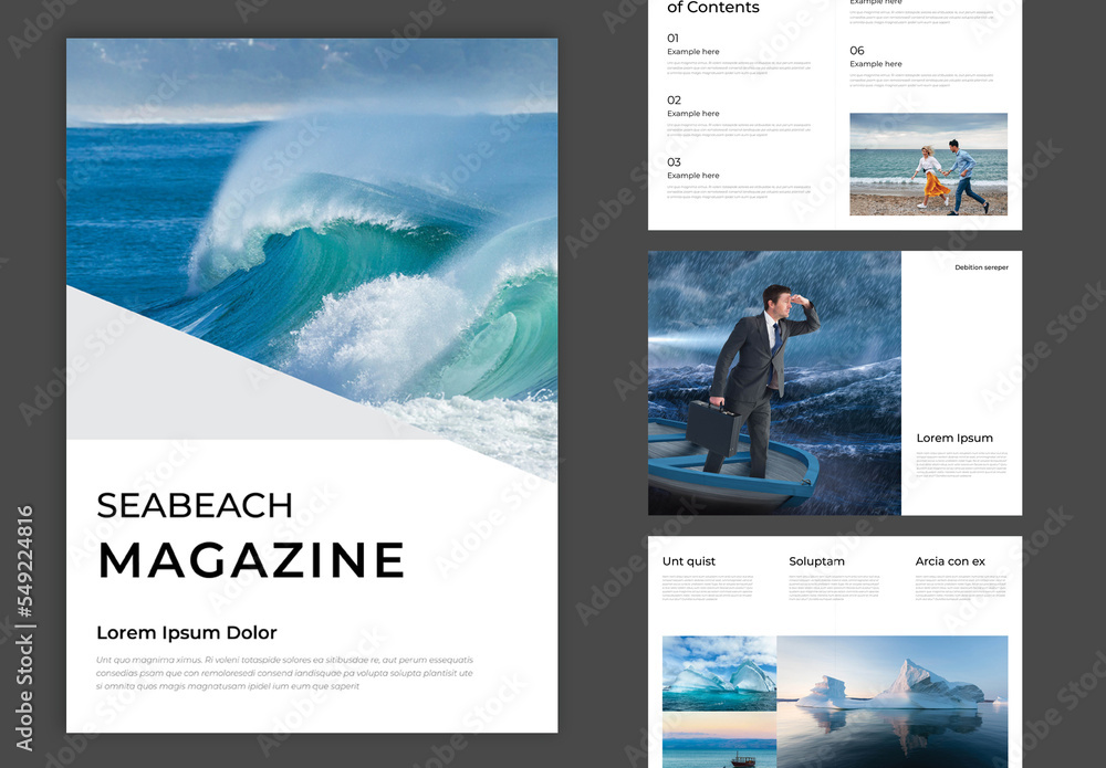 Seabeach Magazine Layout Stock Template | Adobe Stock
