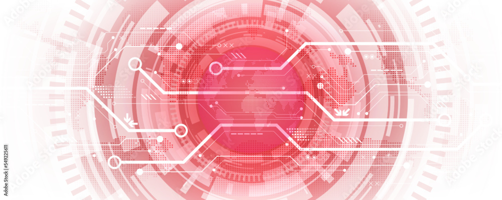 Abstract red background image, high tech digital technology concept and ...