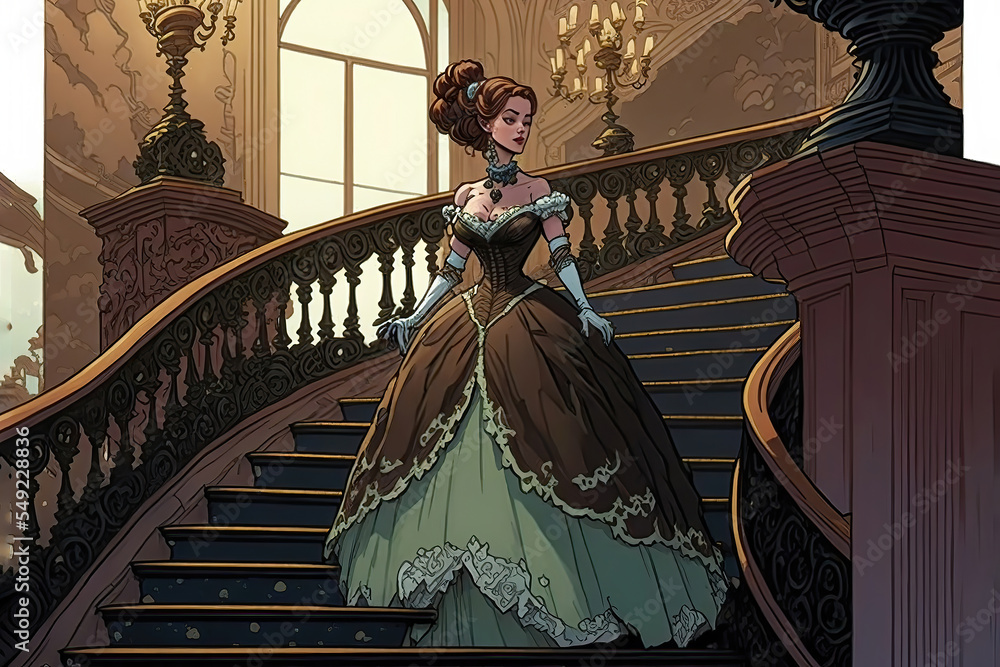 Illustrazione Stock AI generated image of a Victorian era noble woman ...