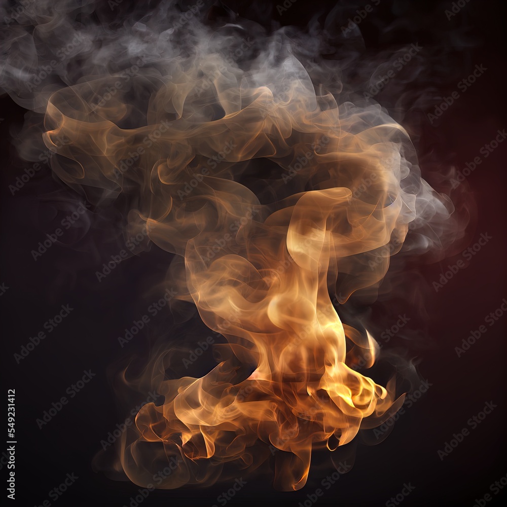 a fire is shown with smoke coming out of it's back end and a black ...