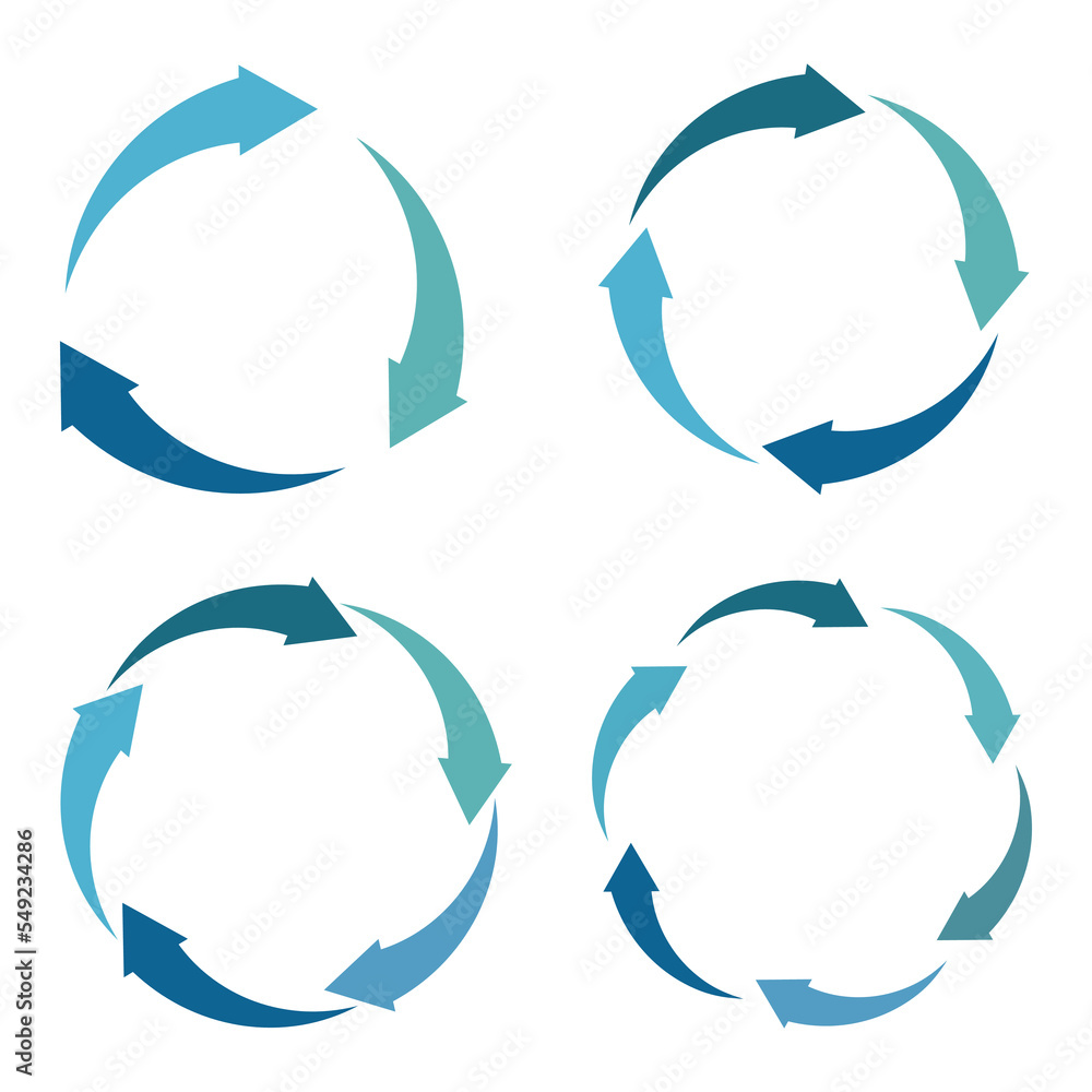 Set of vector rotating arrows. Circle infographic. Rotating elements ...