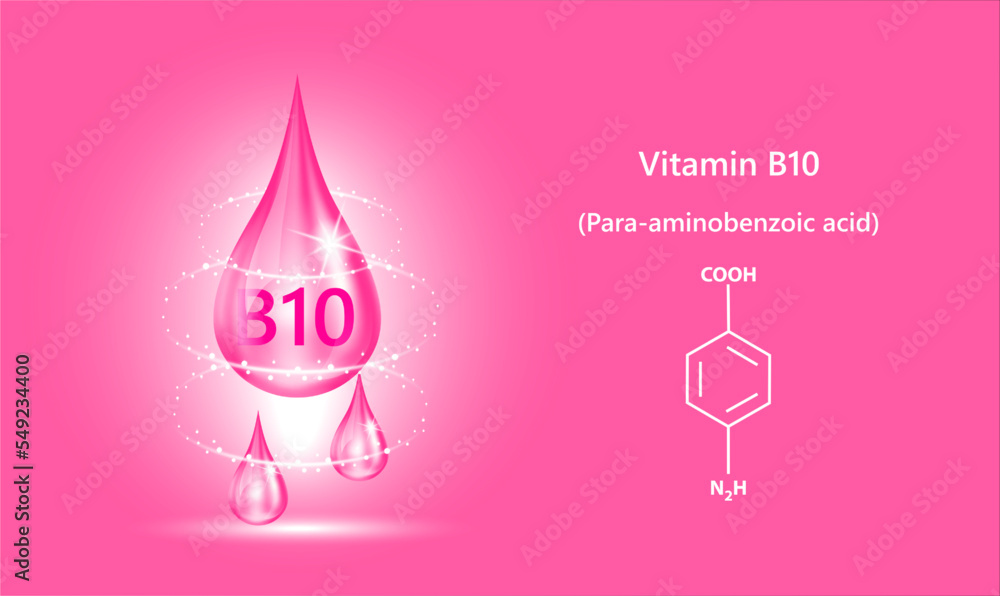 Icon structure vitamin B10 drop water collagen dark pink. 3D Realistic ...