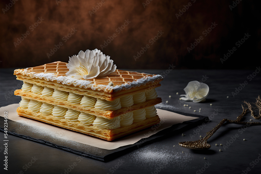 Mille feuille french layered cake in a parisian patisserie Stock ...