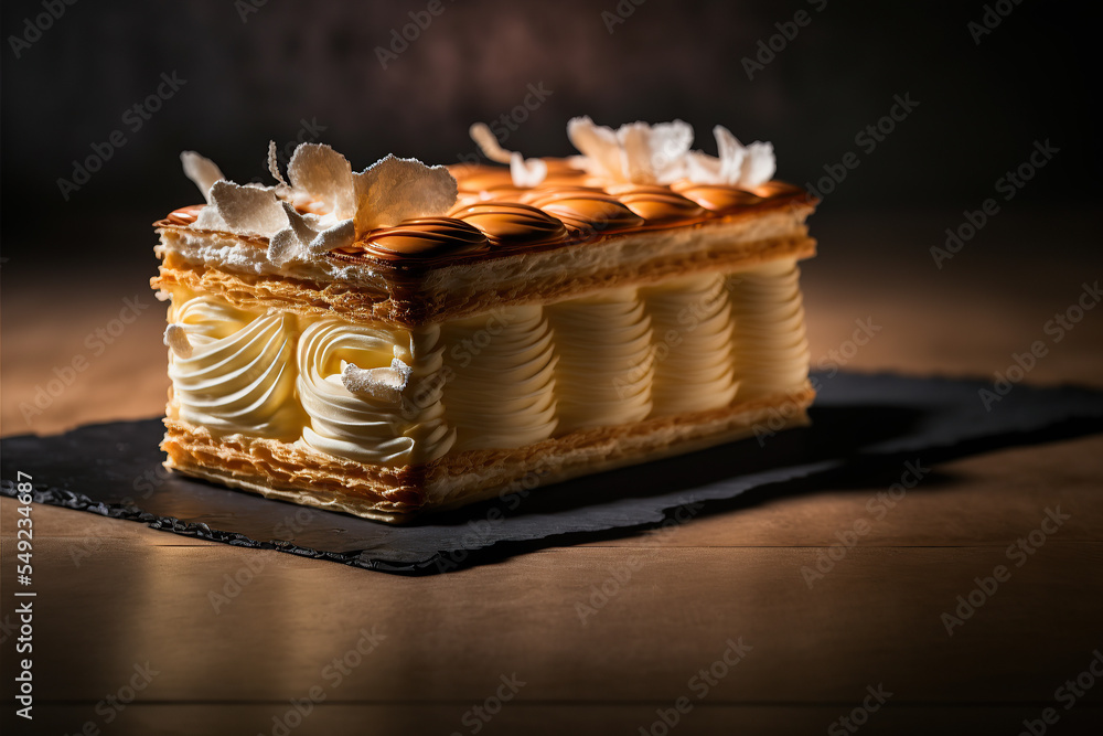 Mille feuille french layered cake in a parisian patisserie Stock ...