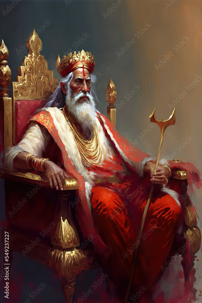 AI generated image of an old Indian king from a 19th century Indian ...