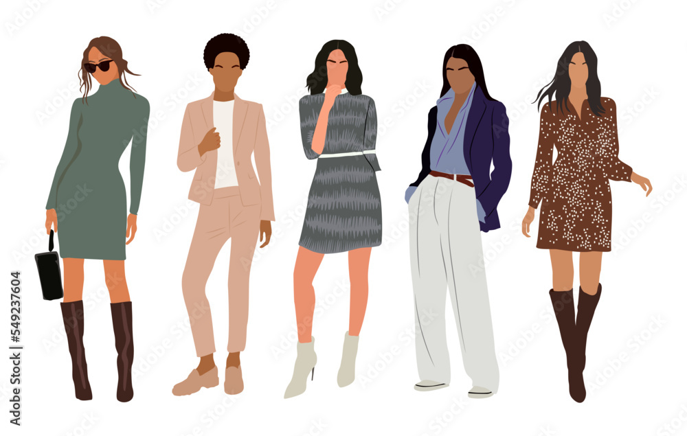 Modern women collection. Vector realistic illustration of diverse ...