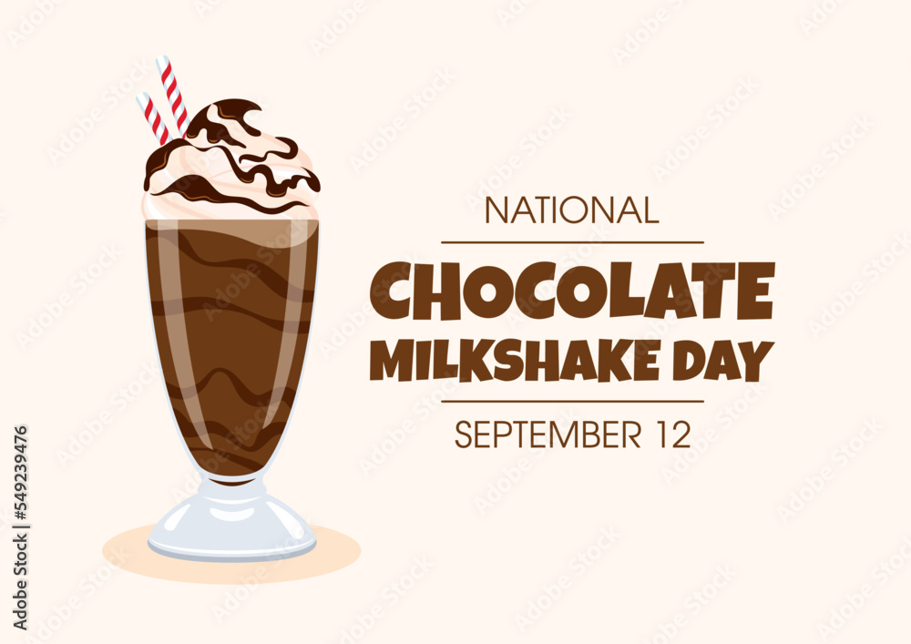 National Chocolate Milkshake Day vector. Chocolate milkshake with ...