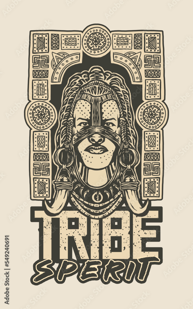 Tribe Spirit - Black male, tribal maya aborigen - T-Shirt design ...