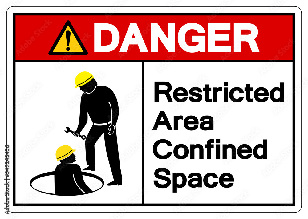 Danger Confined Space Restricted Area Symbol Sign, Vector Illustration ...