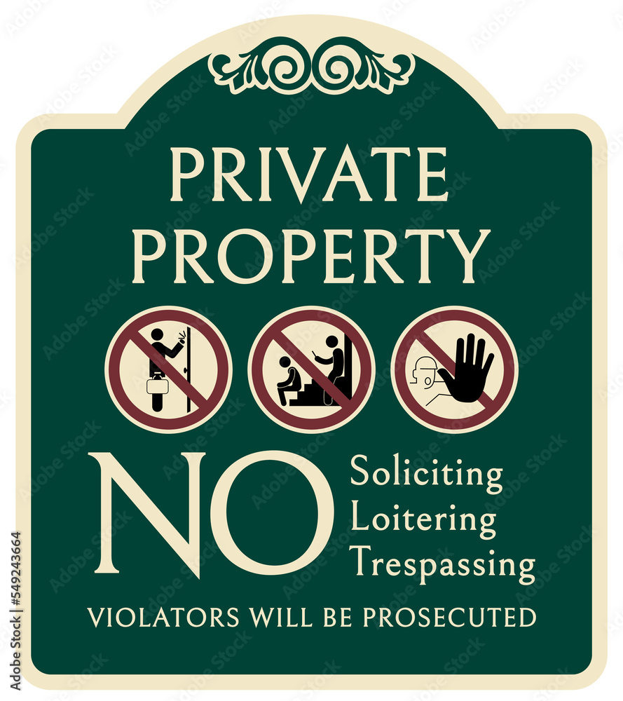 decorative private property sign no trespassing warning sign Stock ...