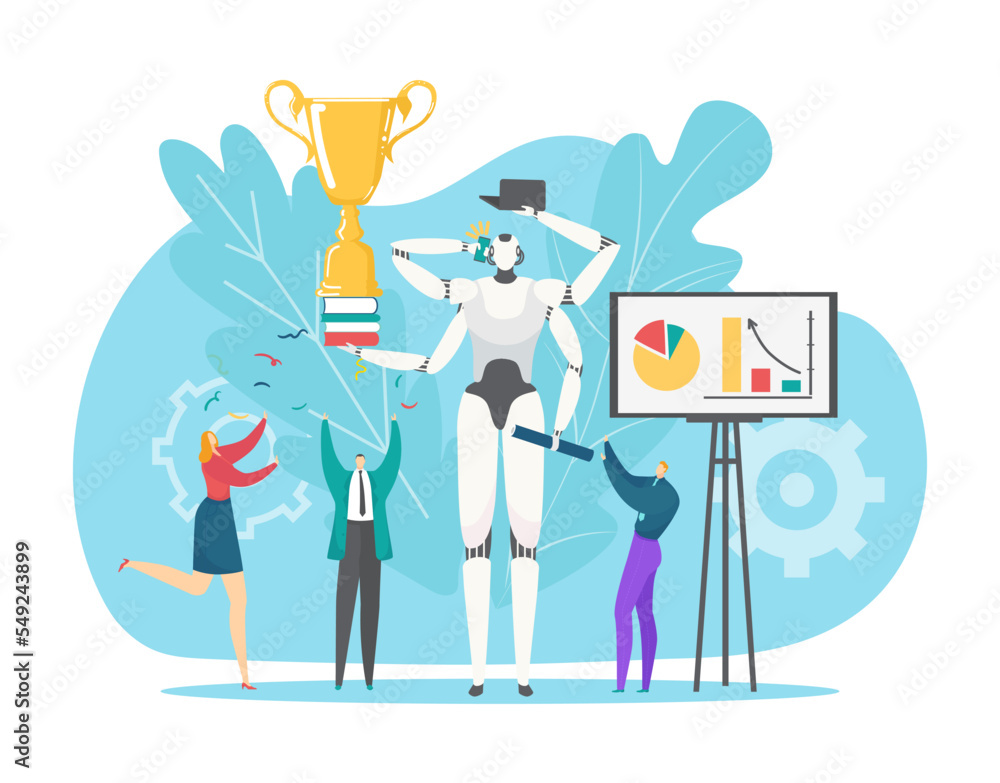 Robot technology in business, vector illustration. Ai assistant ...