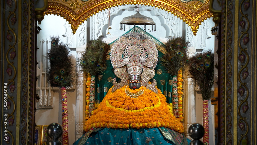 Lord Khatu Shyam ji Baba, form of Lord Krishna decorated with colorful ...