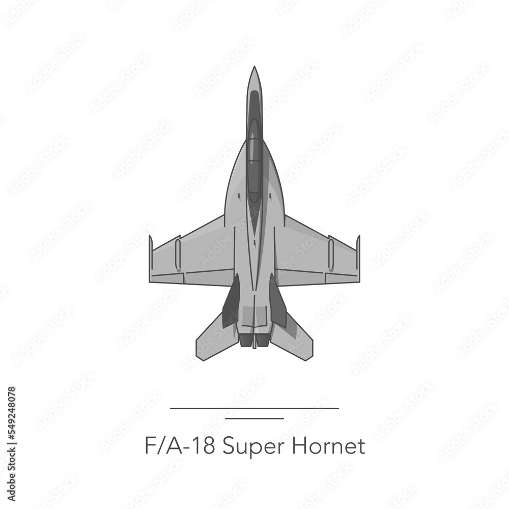 F/A-18 Super Hornet outline colorful icon. Isolated fighter jet on ...