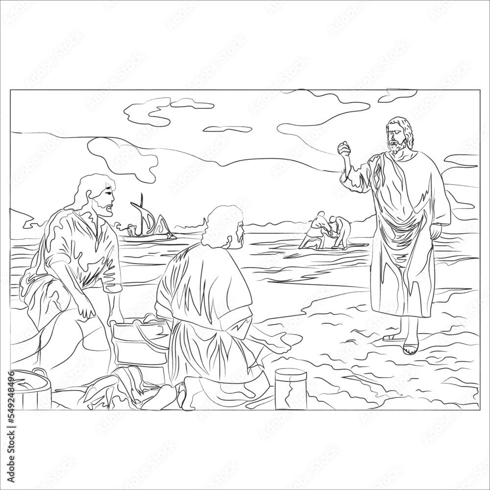 JESUS WITH THE DISCIPLES Stock Vector | Adobe Stock