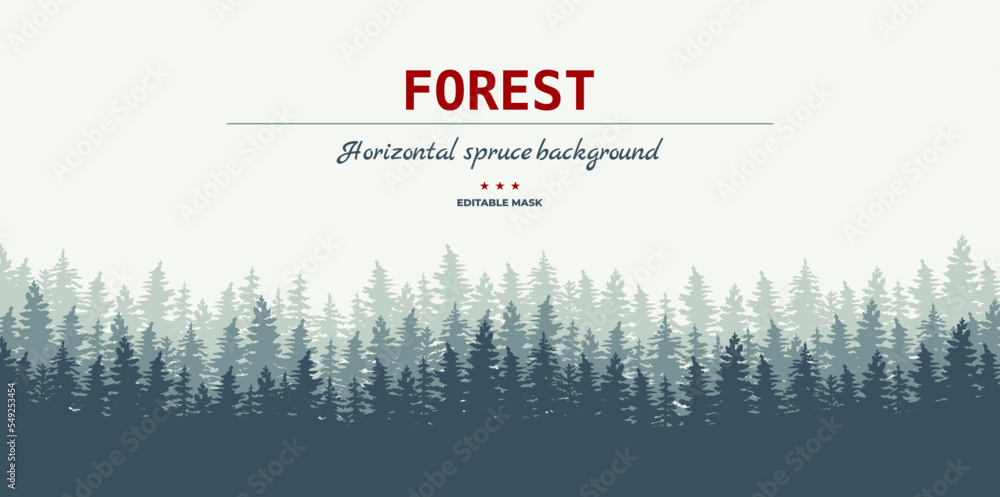 Vector silhouette of Treeline Spruce And Pines.Horizontal spruce ...