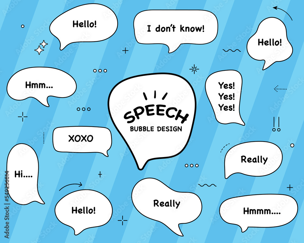 Set hand drawn speech bubbles. empty text box different shapes balloons ...