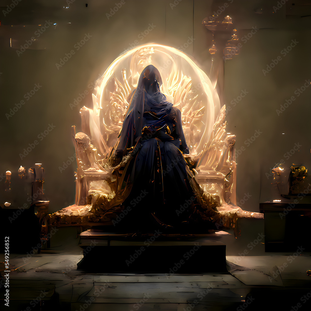 an ancient goddess sitting on a throne Stock Illustration | Adobe Stock