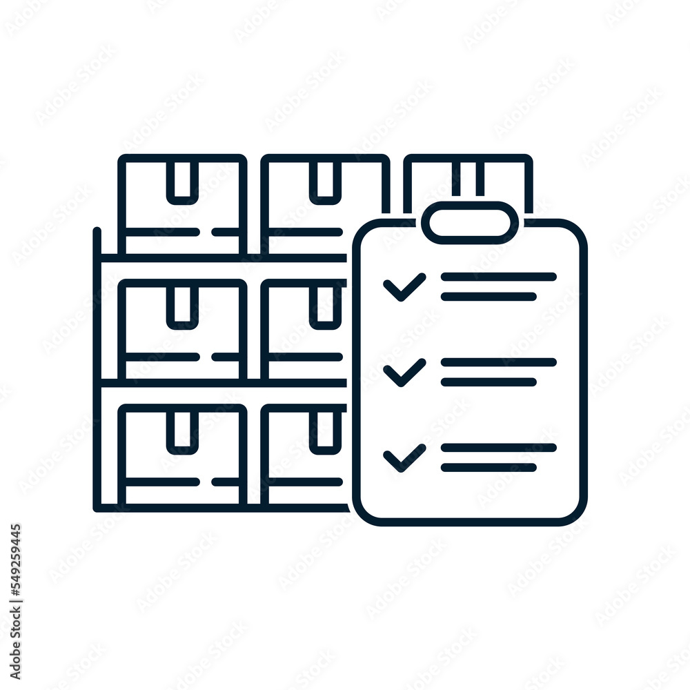 Inventory concept, wholesale warehouse, goods checklist, box shelf ...