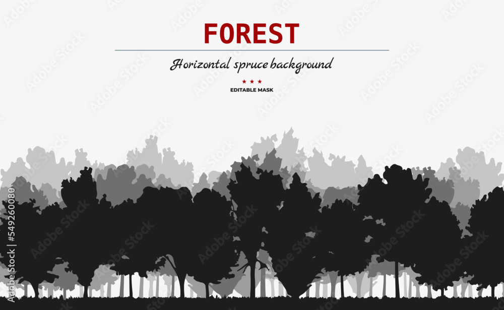 Vector silhouette of Treeline Spruce And Pines.Horizontal spruce ...