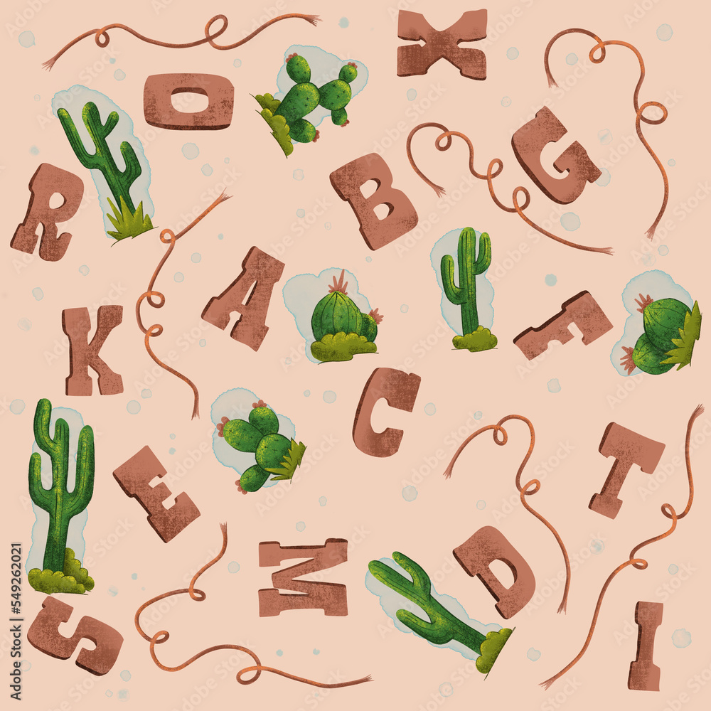 Cute drawing in western style. Digital illustration for postcards ...