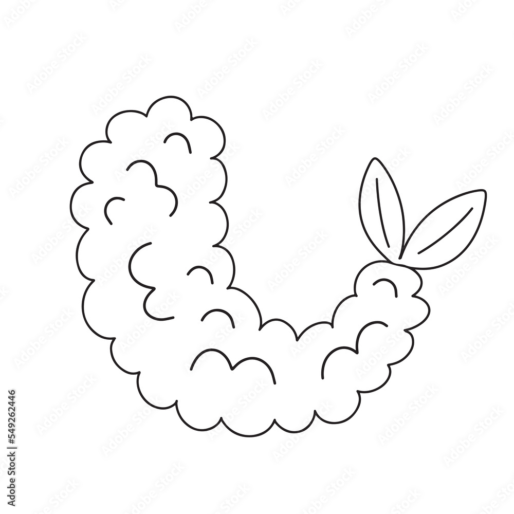 Tempura shrimp simple hand drawn doodle. Traditional asian food dish ...