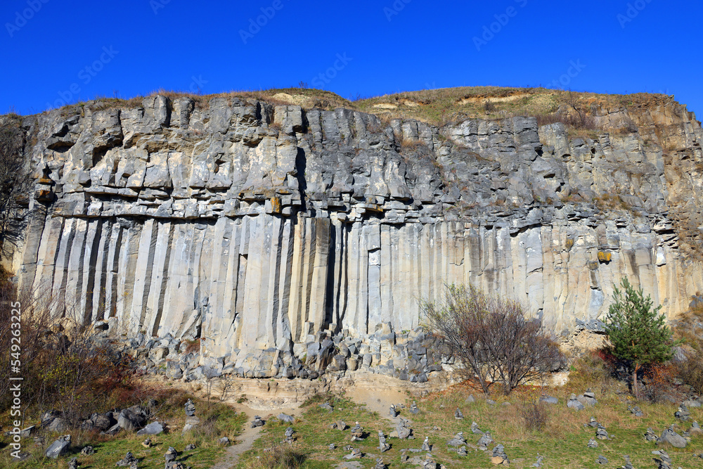 Columns of basalt from Racos are the result of volcanic activity who ...