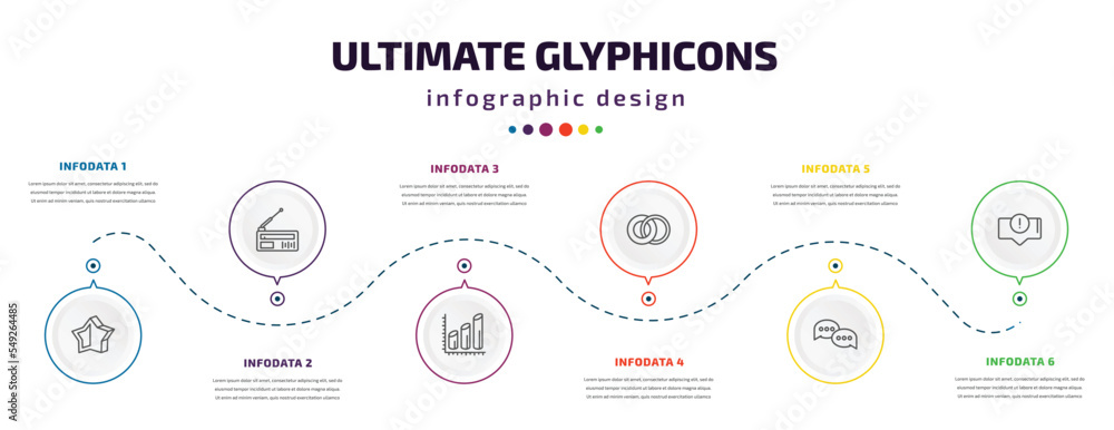 ultimate glyphicons infographic element with icons and 6 step or option ...
