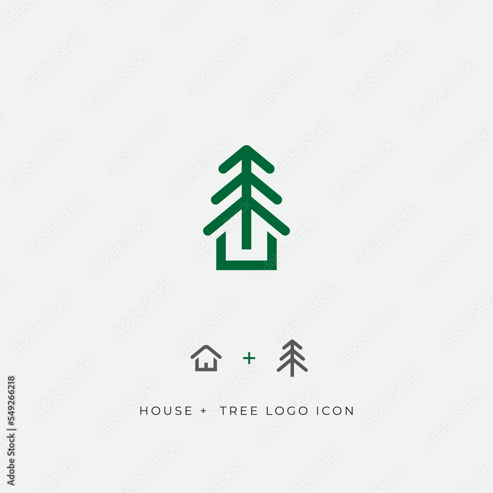 House and tree logo icon Stock Vector | Adobe Stock