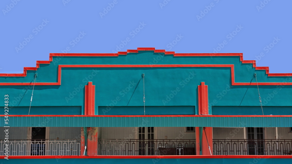 Parapet of two-story reinforced-concete Art Deco building on Edith ...