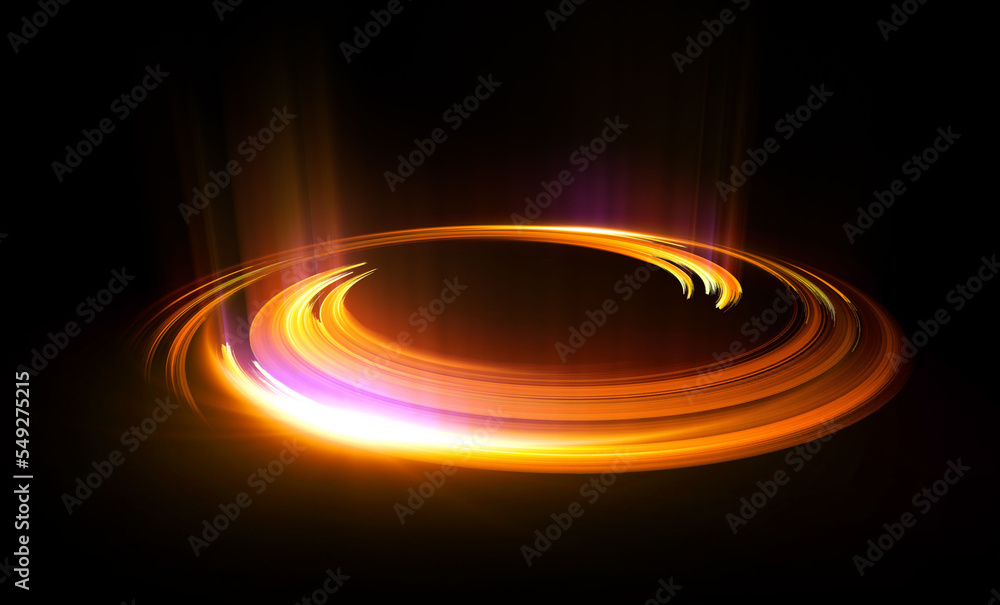 Glow swirl light effect. Circular lens flare. Abstract rotational lines ...