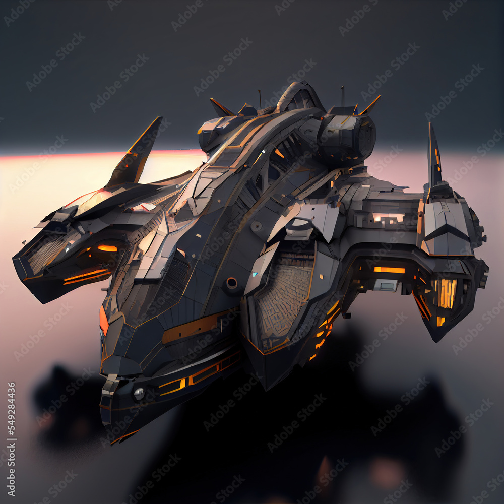 concept art spaceship futuristic sci-fi Stock Illustration | Adobe Stock