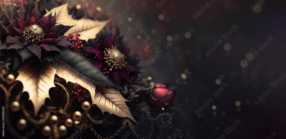 vintage goth Christmas wallpaper, winter snowy Garland, Christmas or ...