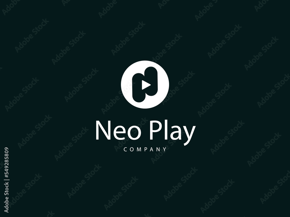 N letter logo design, N type logo with play button, unique letter N ...
