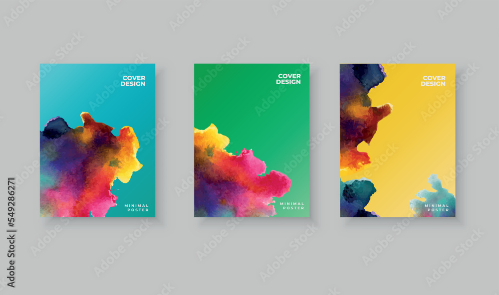 Dynamic Color cover design. Composition of Colorful fractal clouds and ...