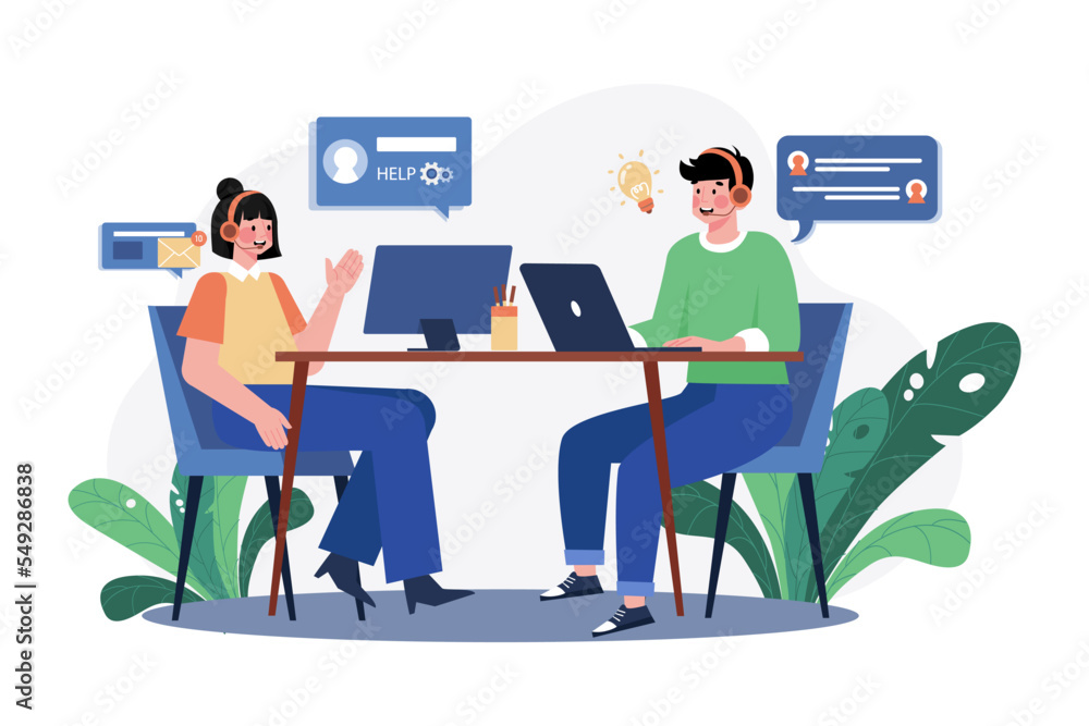 Help Desk Illustration concept on white background Stock Vector | Adobe ...