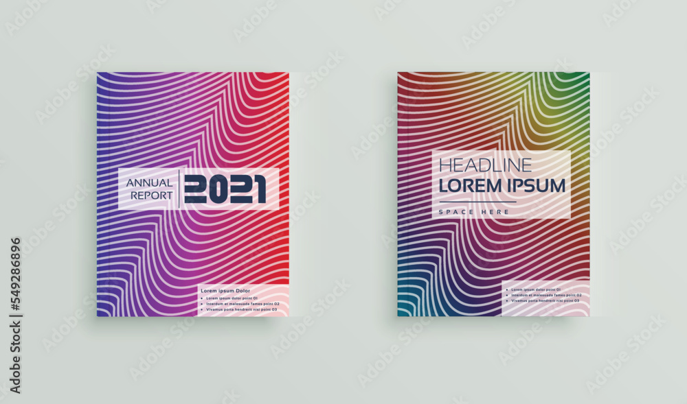 Curved lines on colorful cover design. Poster Magazine Flyer concept ...
