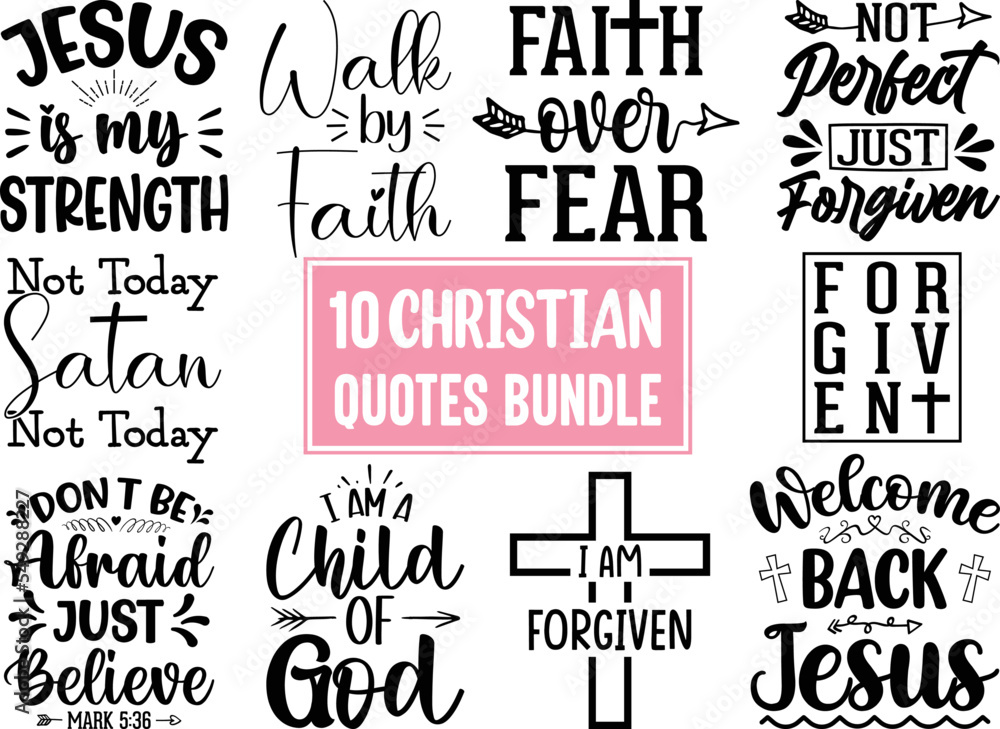 Christian Quotes SVG Designs Bundle, Christian Quotes t-shirt Designs ...