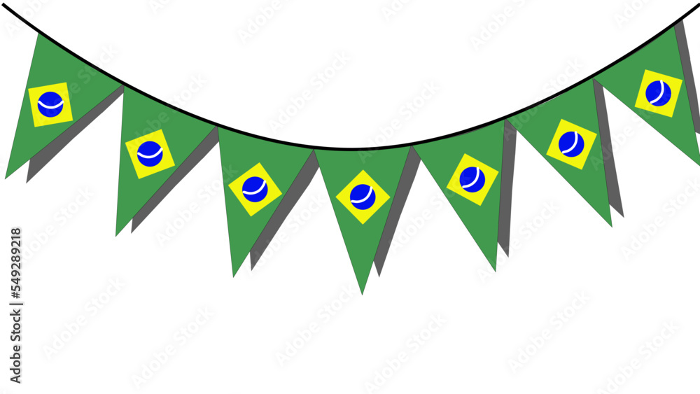 Vecteur Stock Banderines de Brasil en forma de triangulo colgados en ...