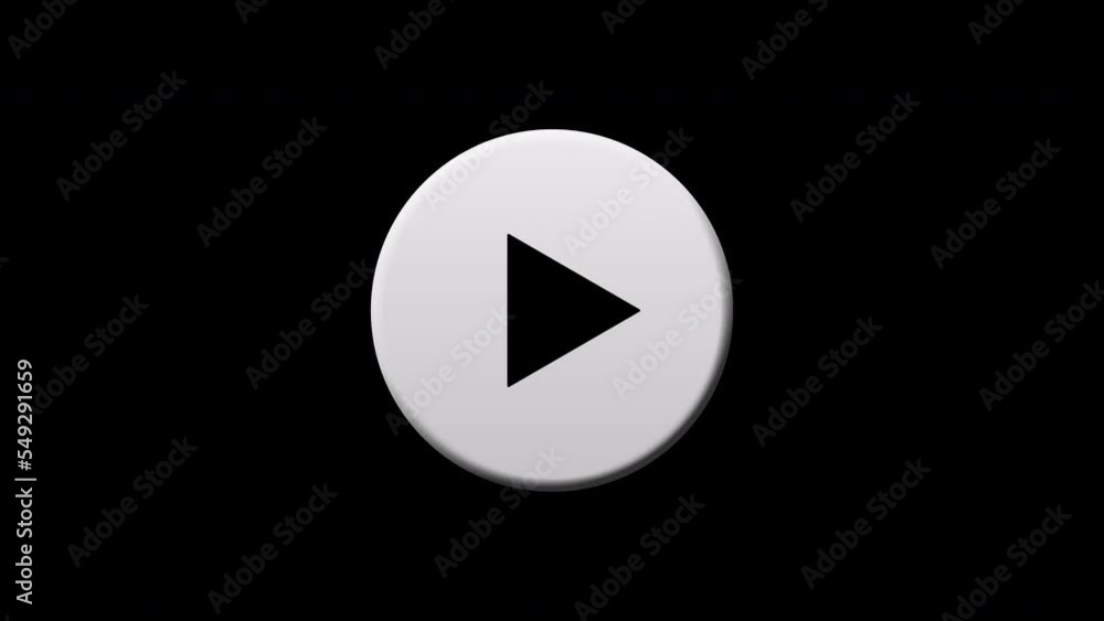 Animated play button on transparent background with alpha channel ...