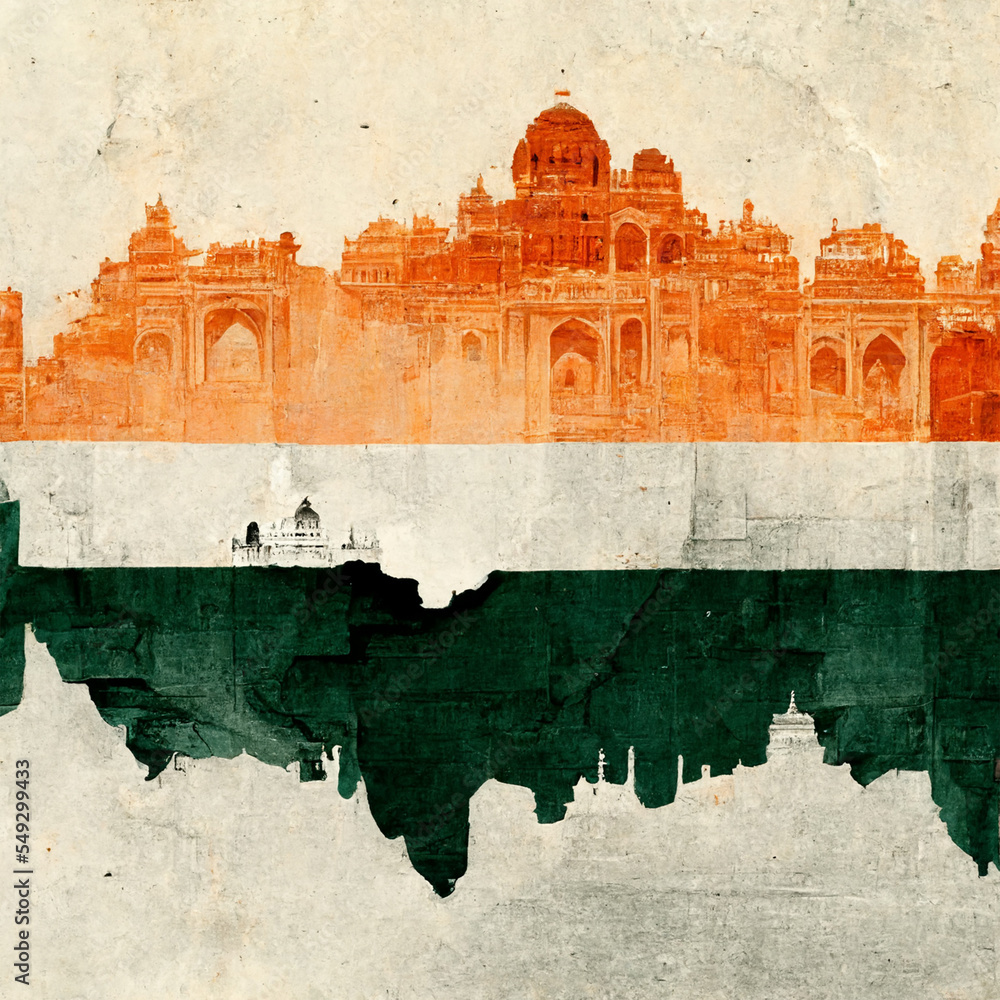 India republic day concept art. Painting, colorful, bright. Indian flag ...