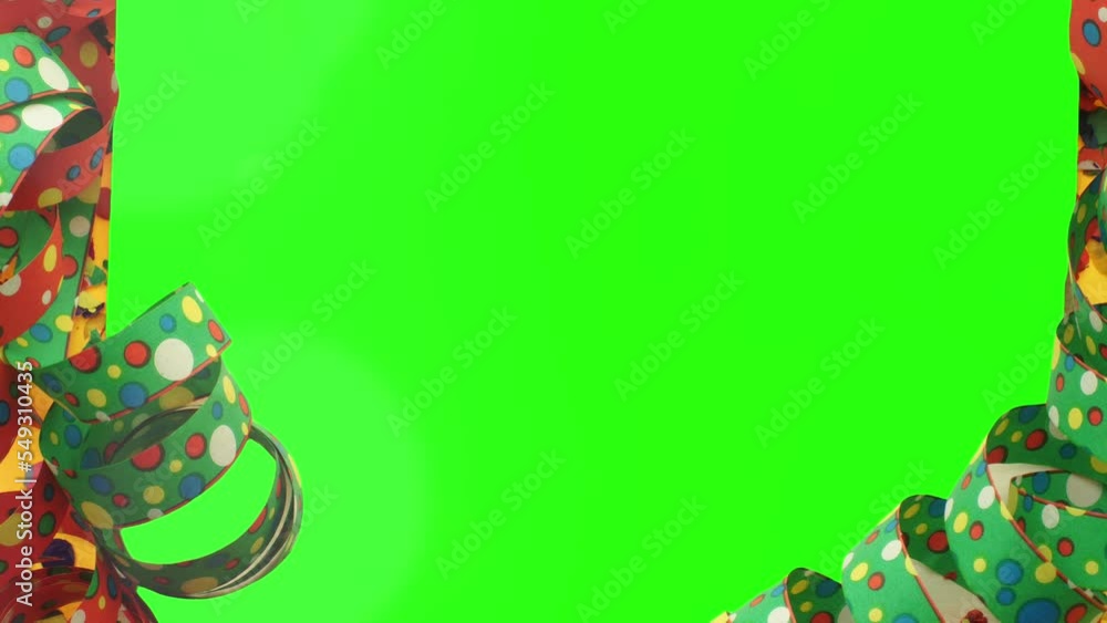 Party invitation background with streamers and light effects with green ...